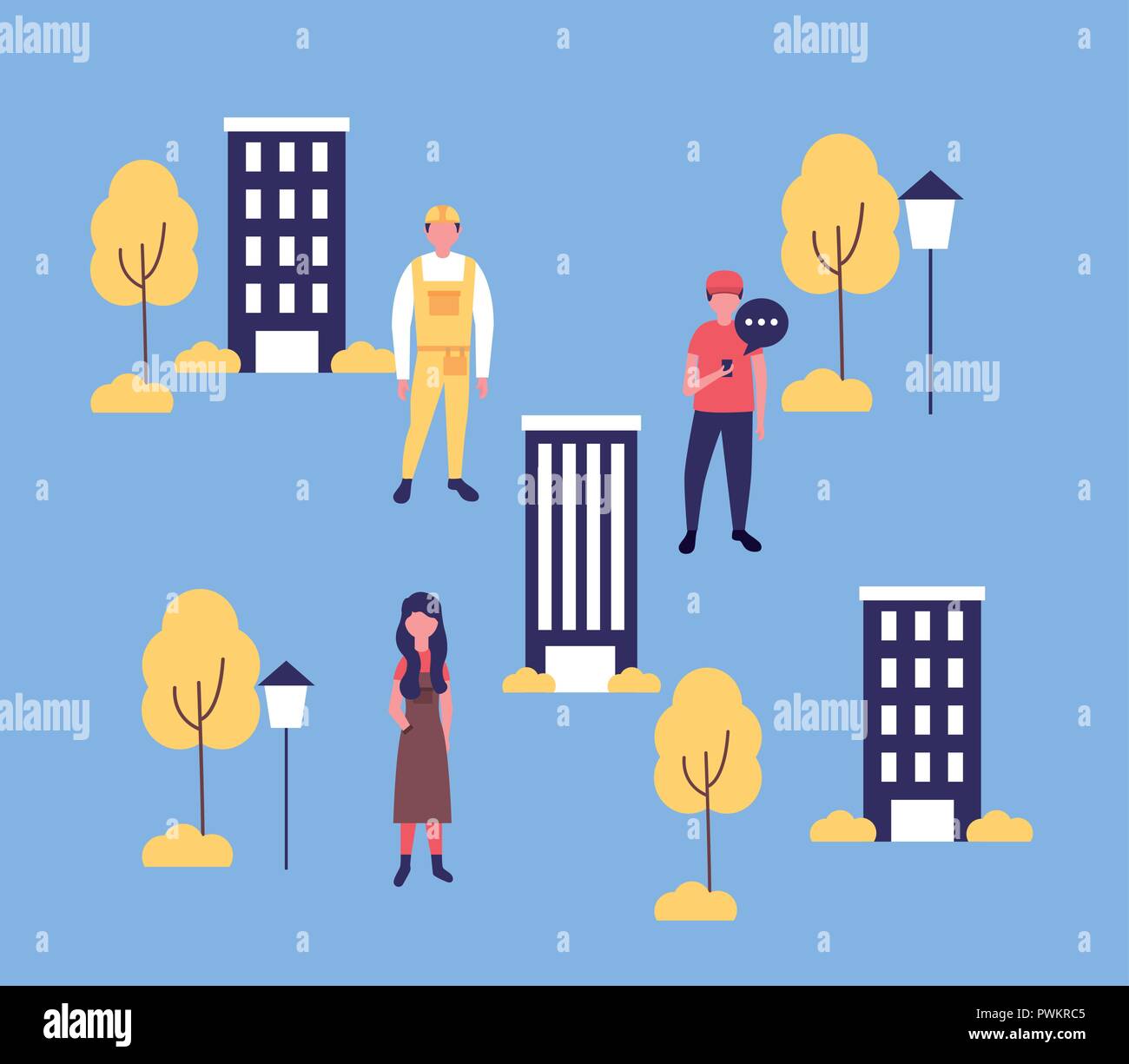 labor day buildings occupation people vector illustration Stock Vector ...