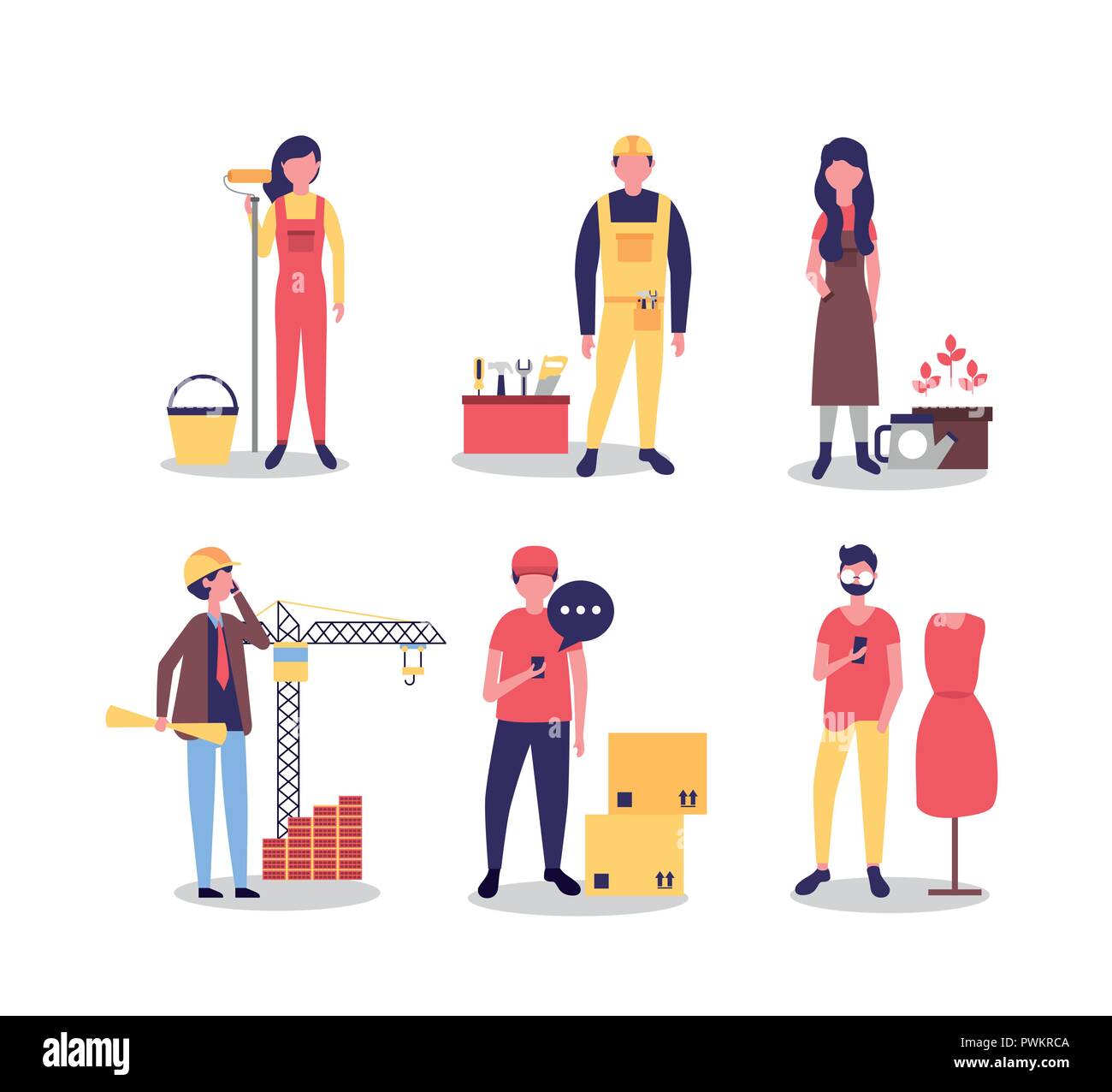 labor day professional occupation work people vector illustration Stock ...