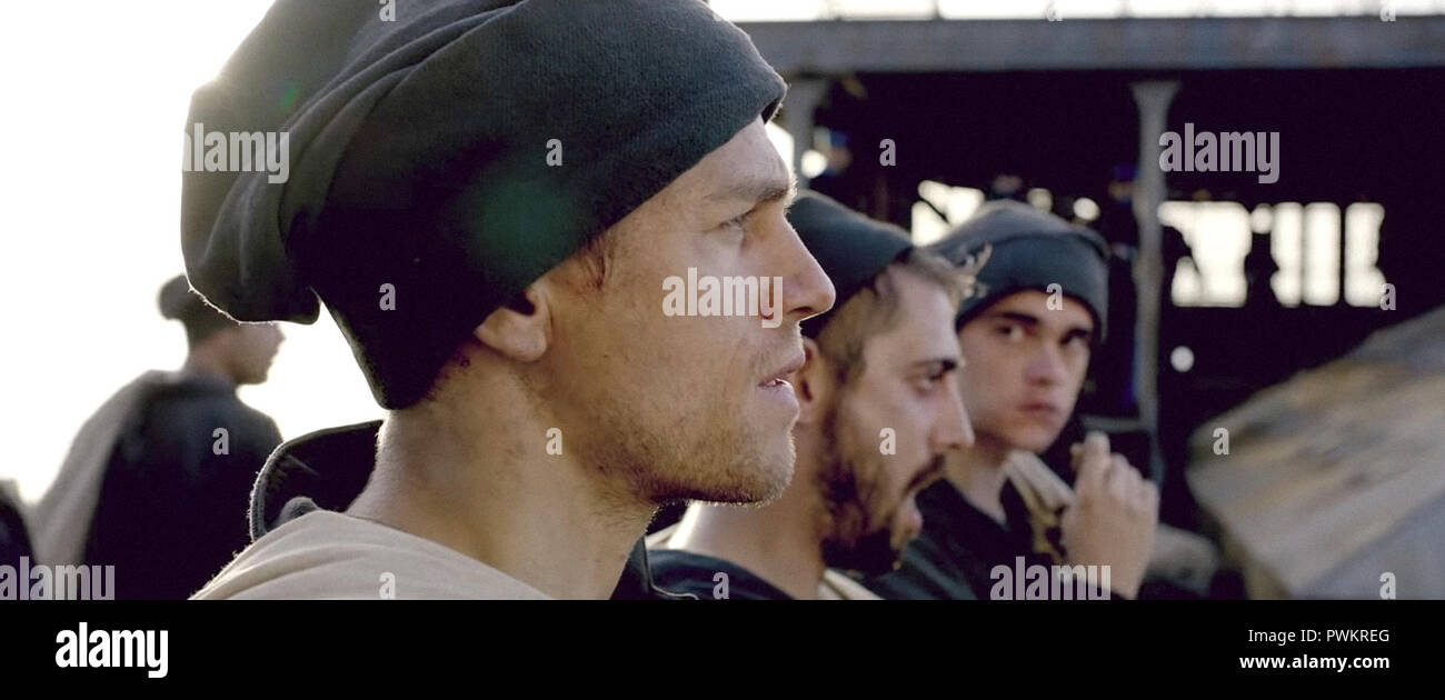 PAPILLON, l-r: Charlie Hunnam, Michael Socha, Brian Vernel, 2017 ...