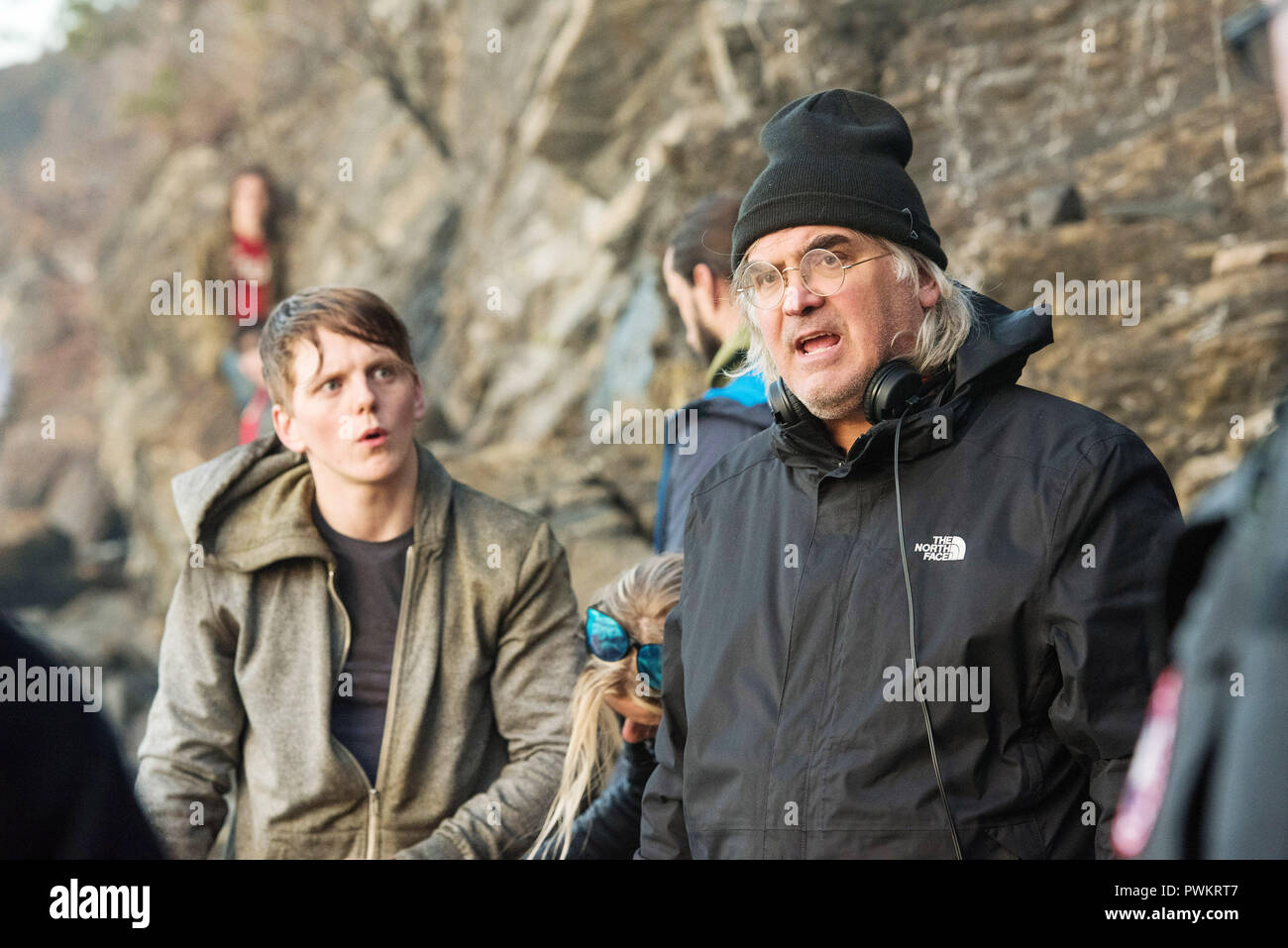 22 JULY, l-r: Jonas Strand Gravli, director Paul Greengrass on set ...