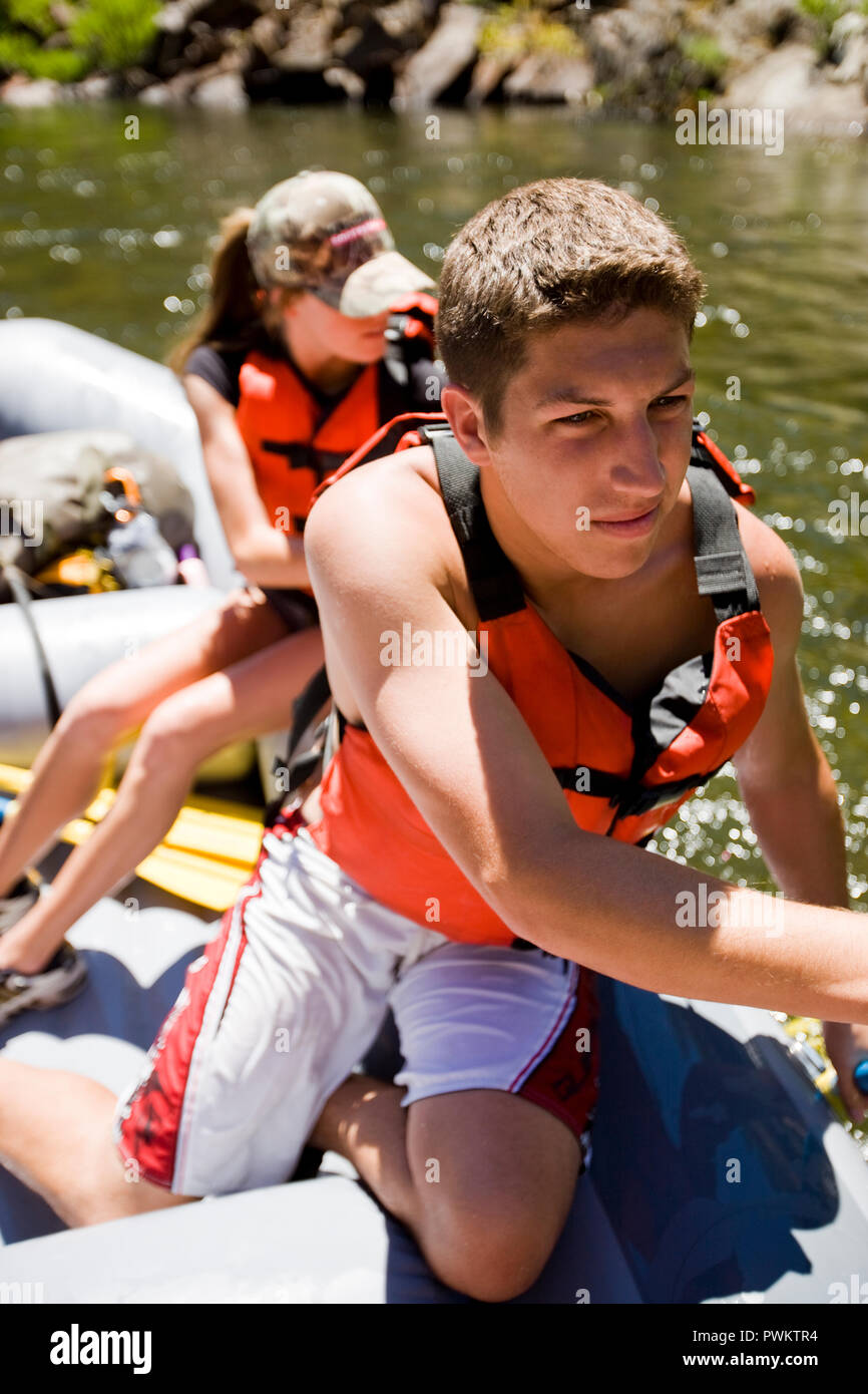 Teenagers river rafting hi-res stock photography and images - Alamy