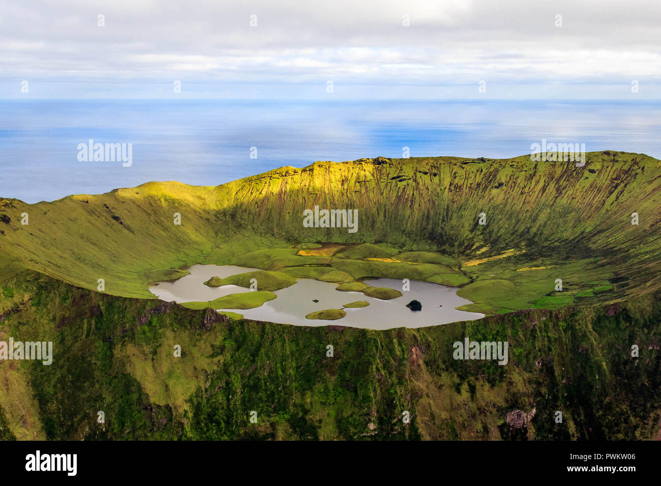 Aerial view of Corvo Island, Azores Stock Photo - Alamy