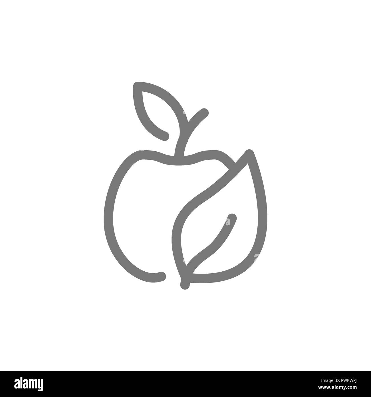 Simple eco apple line icon. Symbol and sign illustration design ...