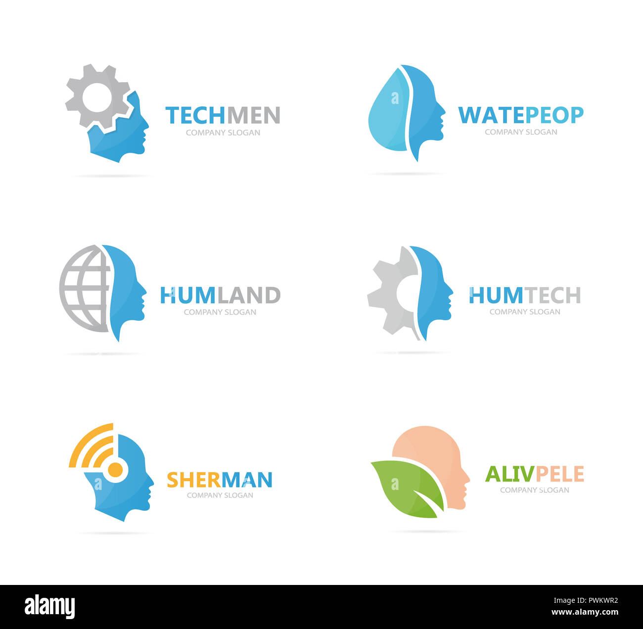 Set of people logo combination. Body and face symbol or icon. Unique ...