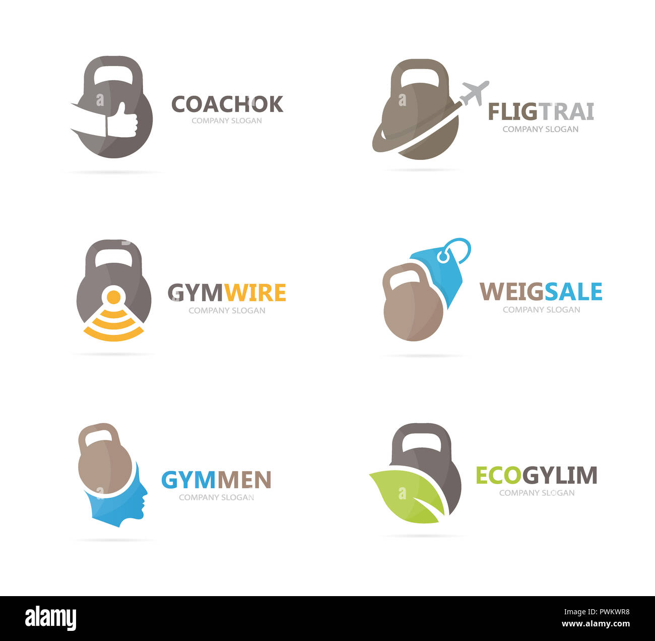 Set of gym logo combination. Fitness and sport symbol or icon. Unique ...
