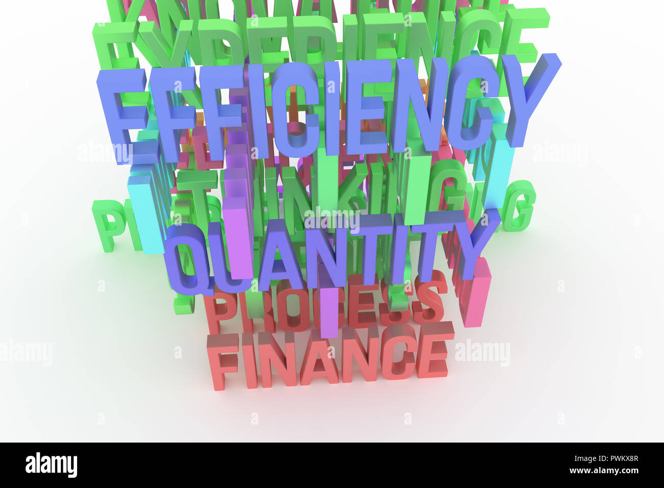 Quality, Finance, Efficiency, business conceptual colorful 3D rendered ...