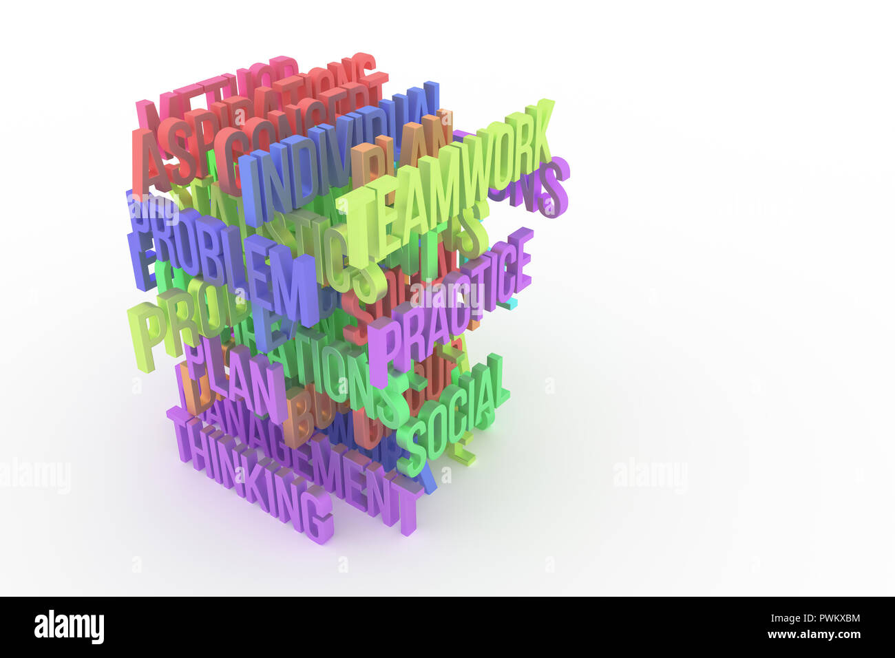 Thinking, Problem, Plan, business conceptual colorful 3D rendered words ...