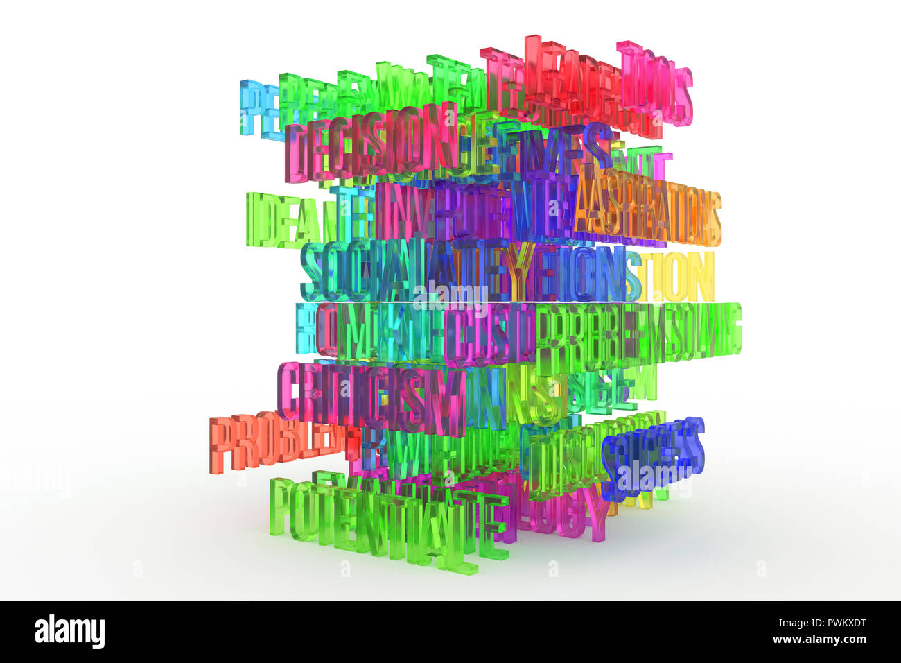Potential, business conceptual colorful 3D rendered words. Abstract CGI ...