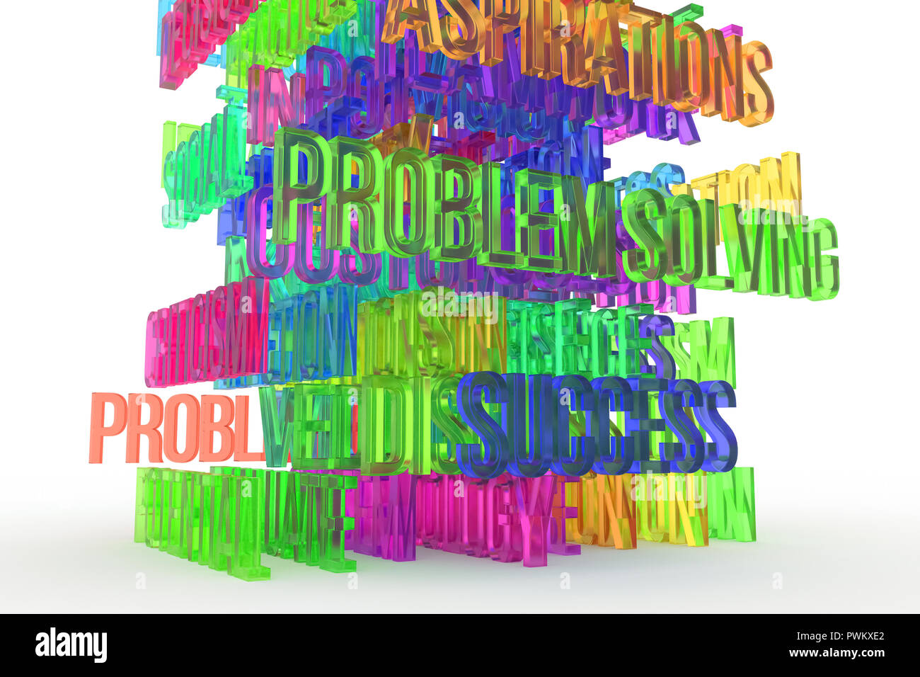Problem solving, business conceptual colorful 3D rendered words ...