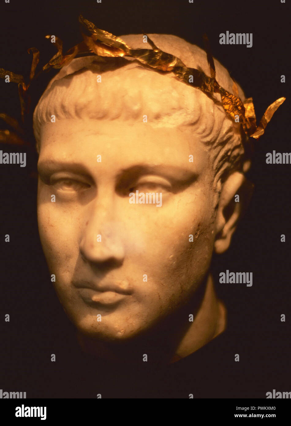 Roman bust wearing a gold wreath,Aphrodisia,Turkey Stock Photo - Alamy