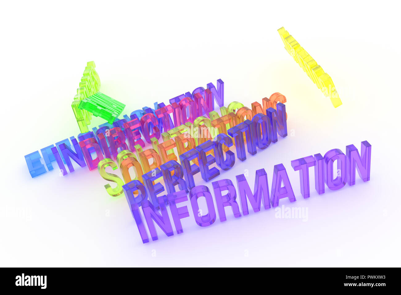 Perfection, Information, business conceptual colorful 3D rendered words ...