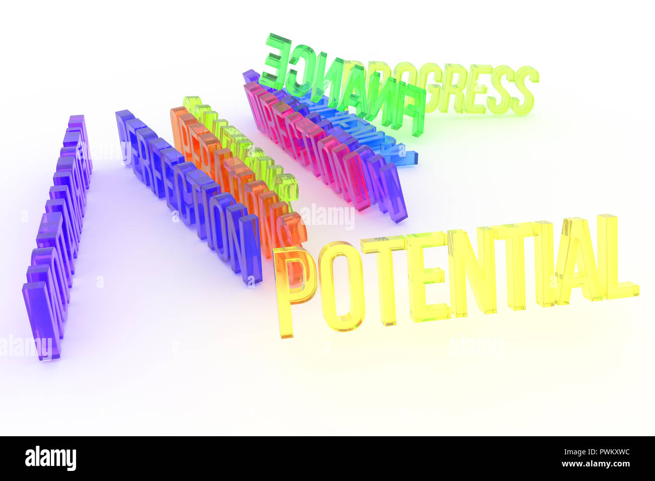 Potential, business conceptual colorful 3D rendered words. CGI ...