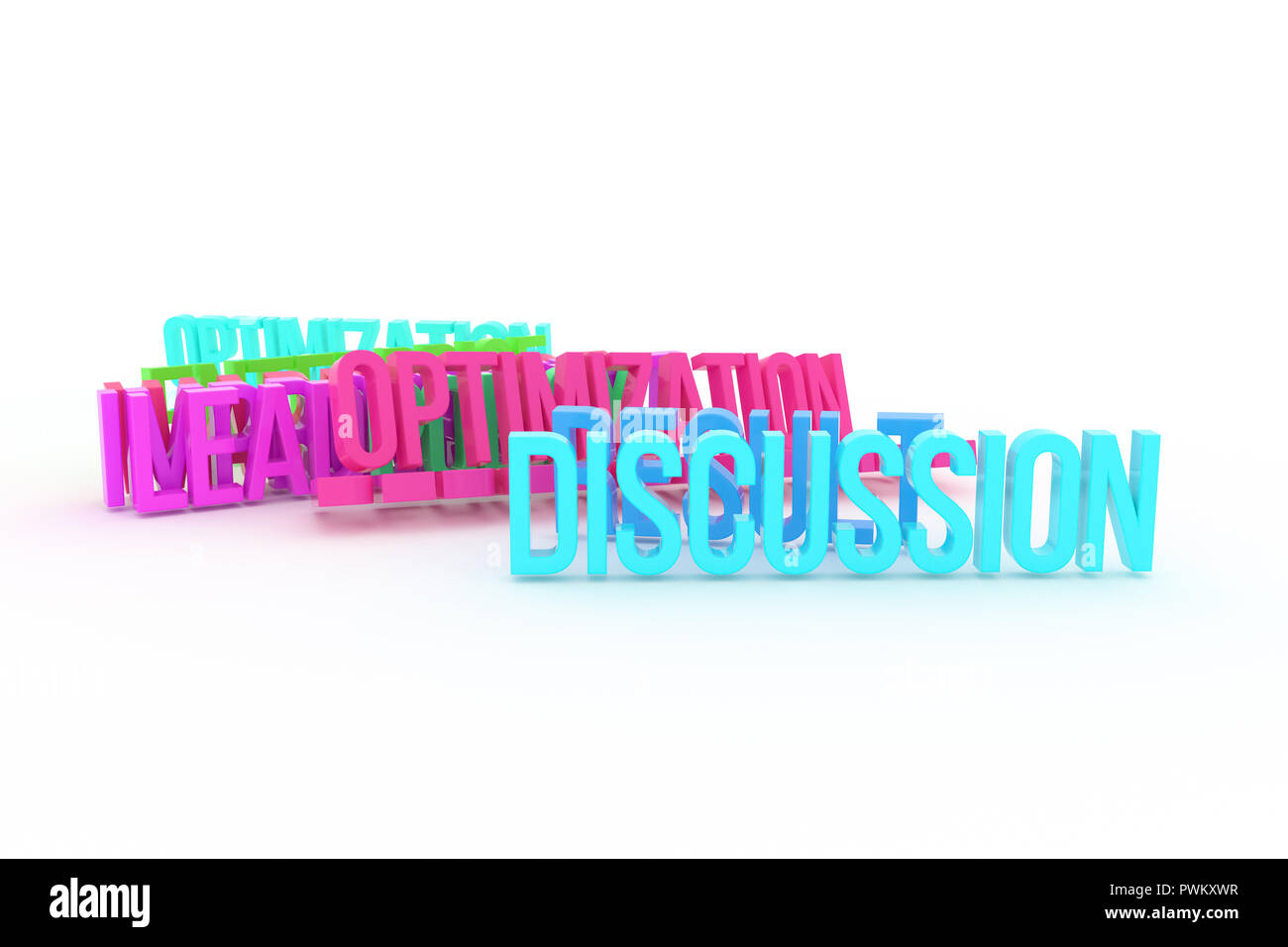Optimization, Discussion, business conceptual colorful 3D rendered ...
