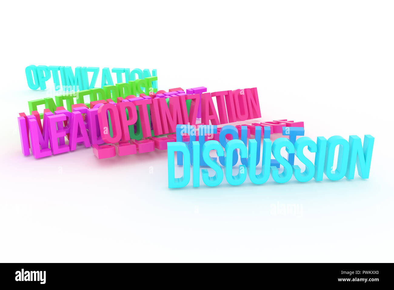 Optimization, Discussion, business conceptual colorful 3D rendered ...