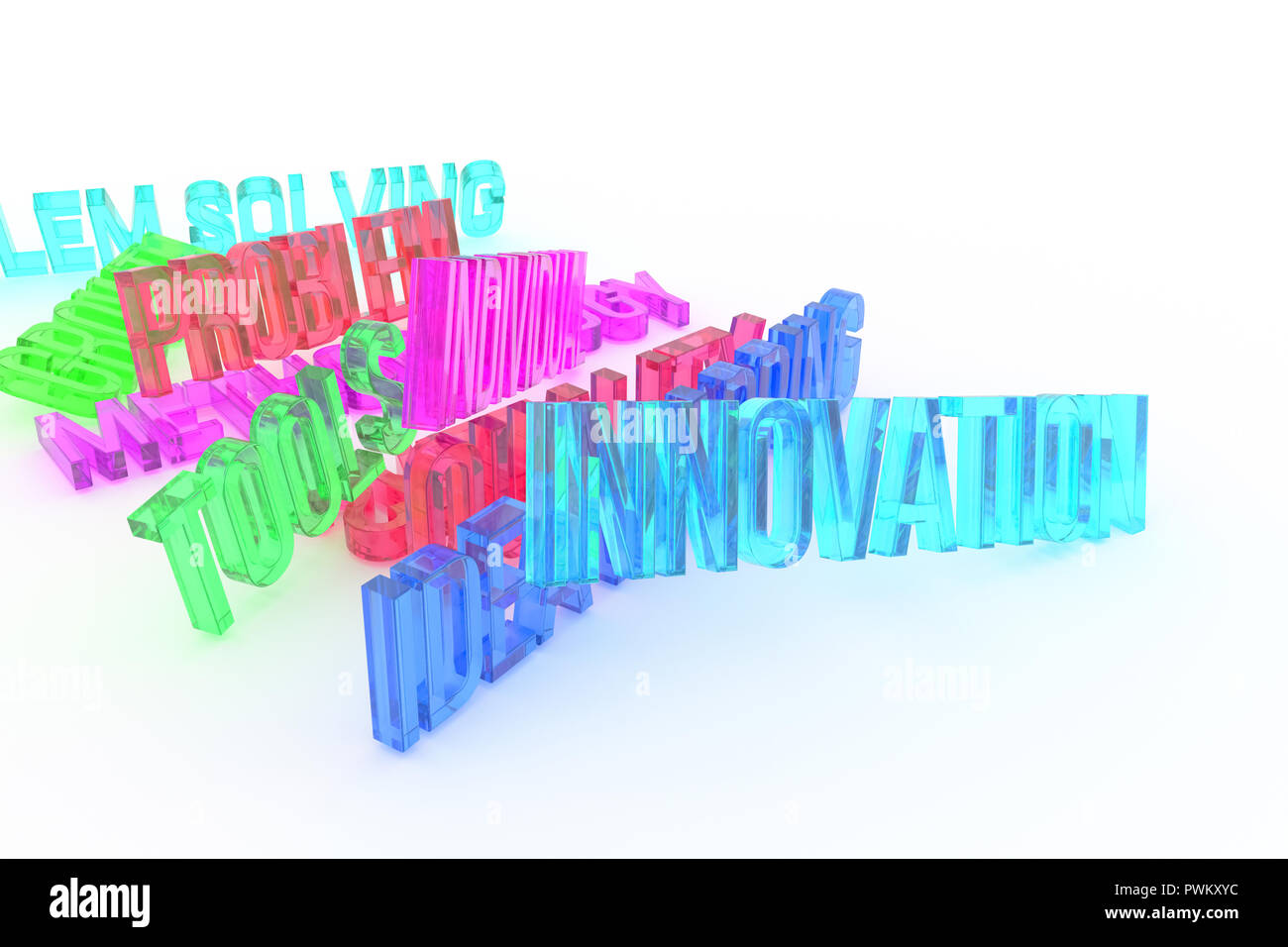 Innovation, business conceptual colorful 3D rendered words. Good for ...