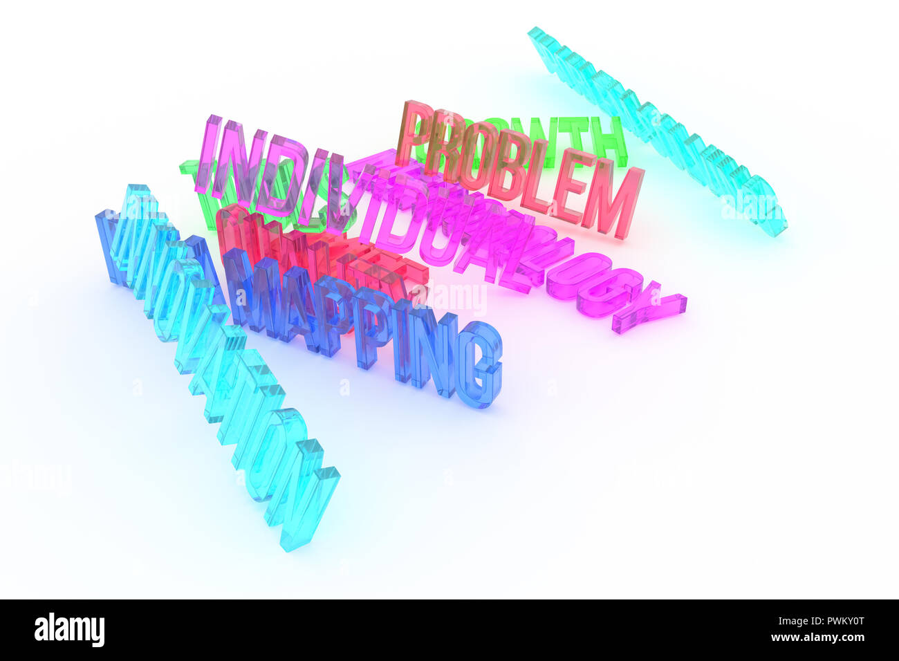 Innovation, business conceptual colorful 3D rendered words. Decorative ...