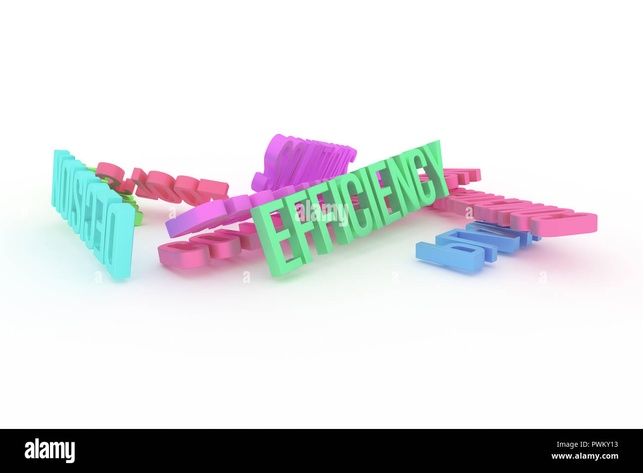 Efficiency, business conceptual colorful 3D rendered words. Good for ...
