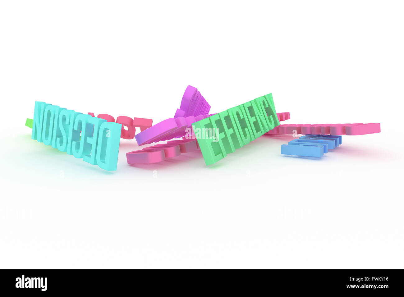 Efficiency, business conceptual colorful 3D rendered words. Abstract ...