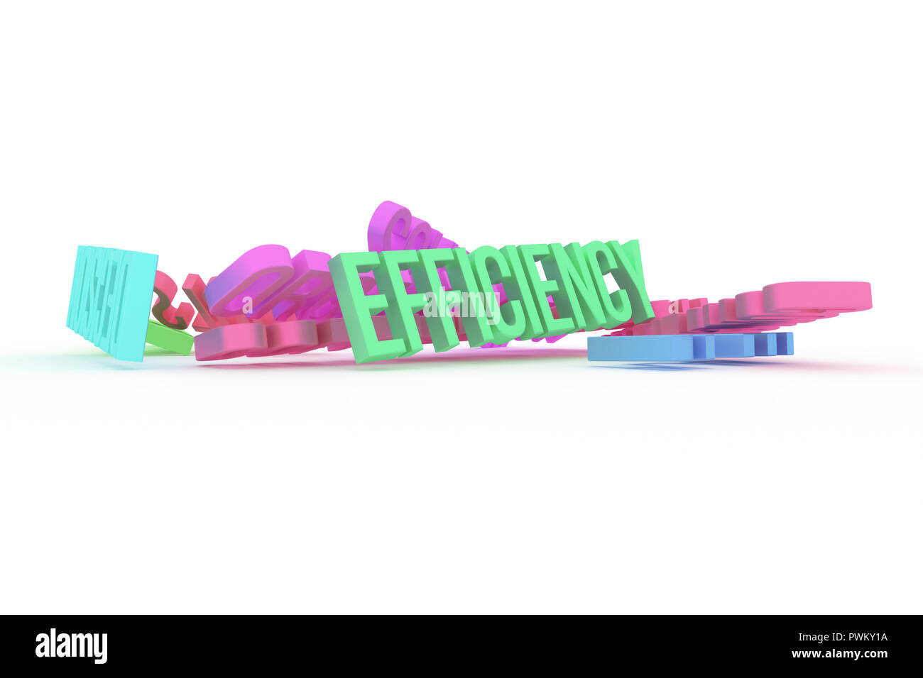 Efficiency, business conceptual colorful 3D rendered words. CGI ...