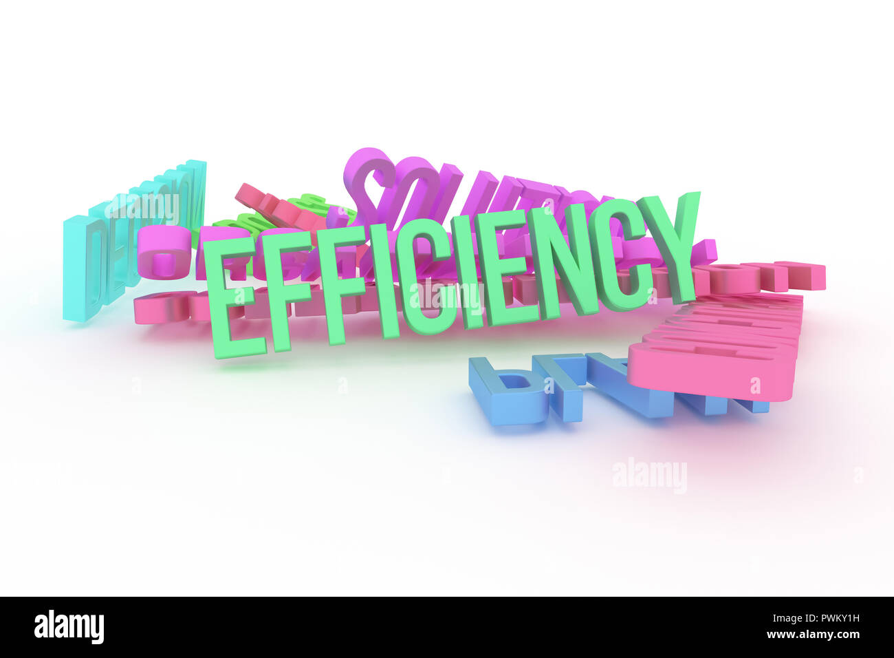 Efficiency, business conceptual colorful 3D rendered words ...