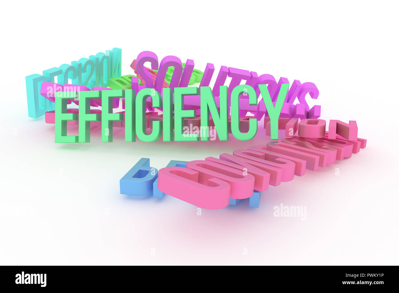 Efficiency, business conceptual colorful 3D rendered words. Abstract ...