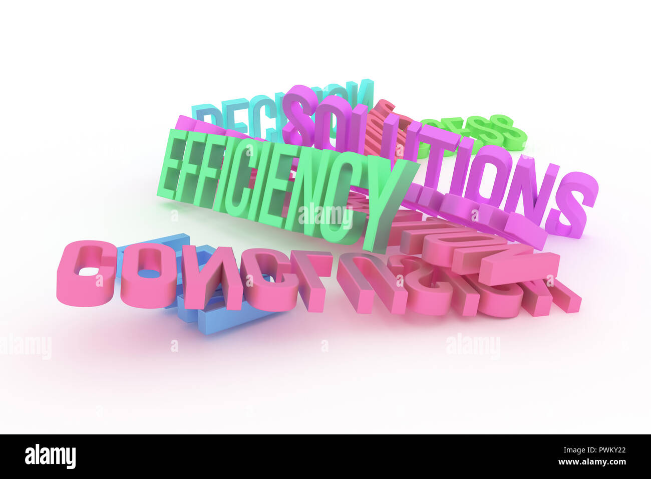 Efficiency, business conceptual colorful 3D rendered words. CGI ...