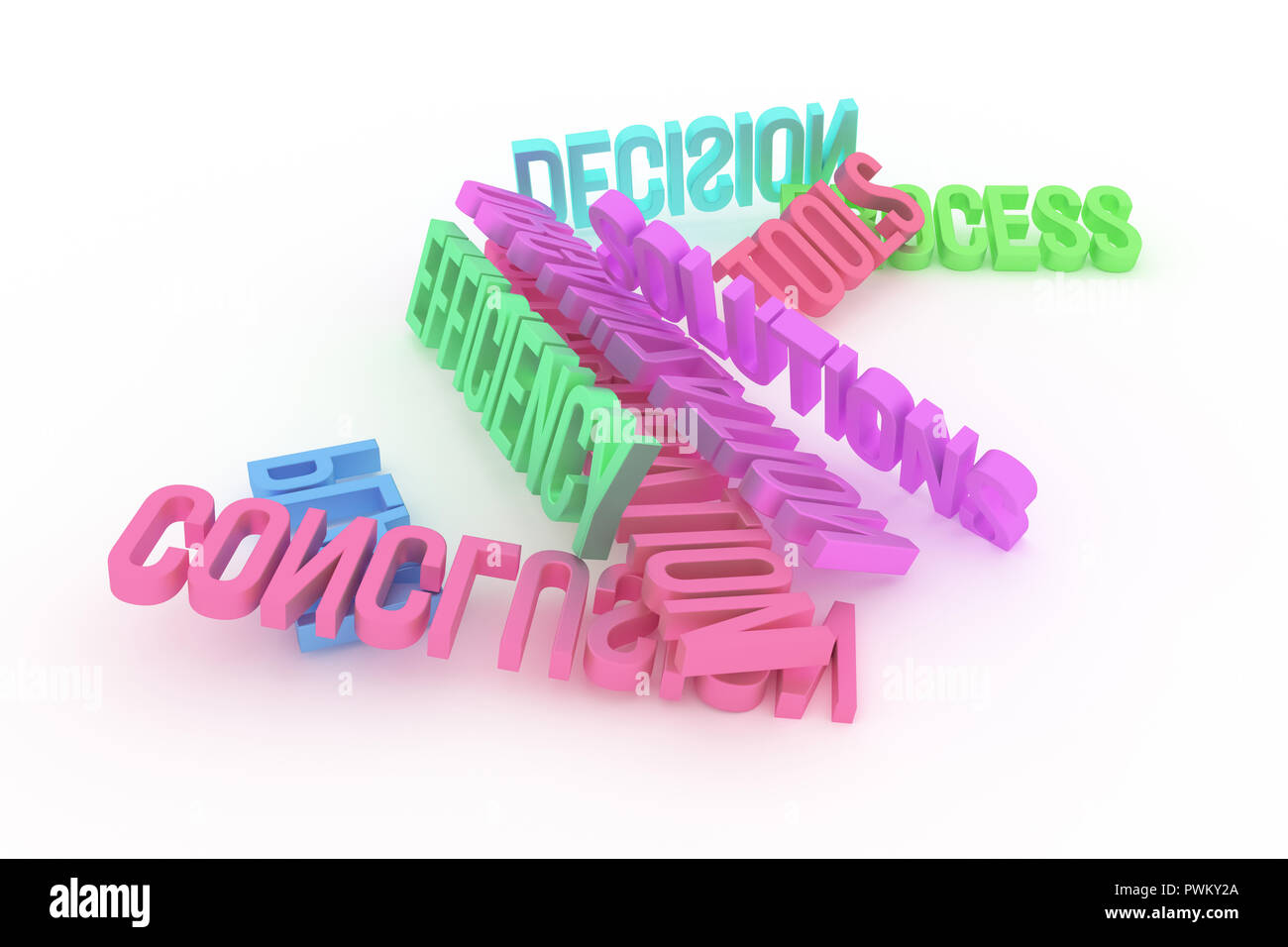 Efficiency, business conceptual colorful 3D rendered words. CGI ...