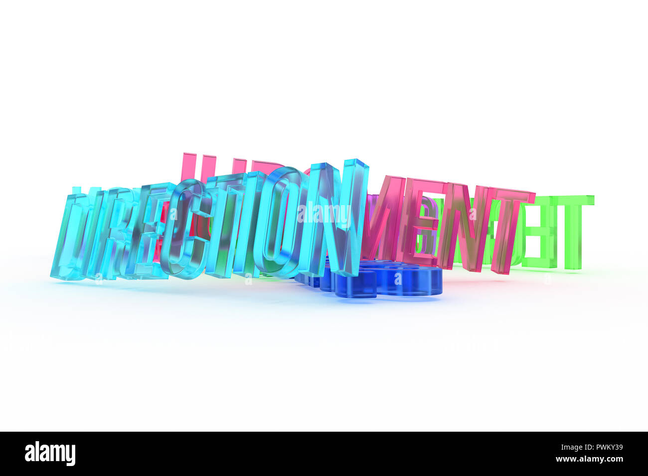 Direction, business conceptual colorful 3D rendered words ...