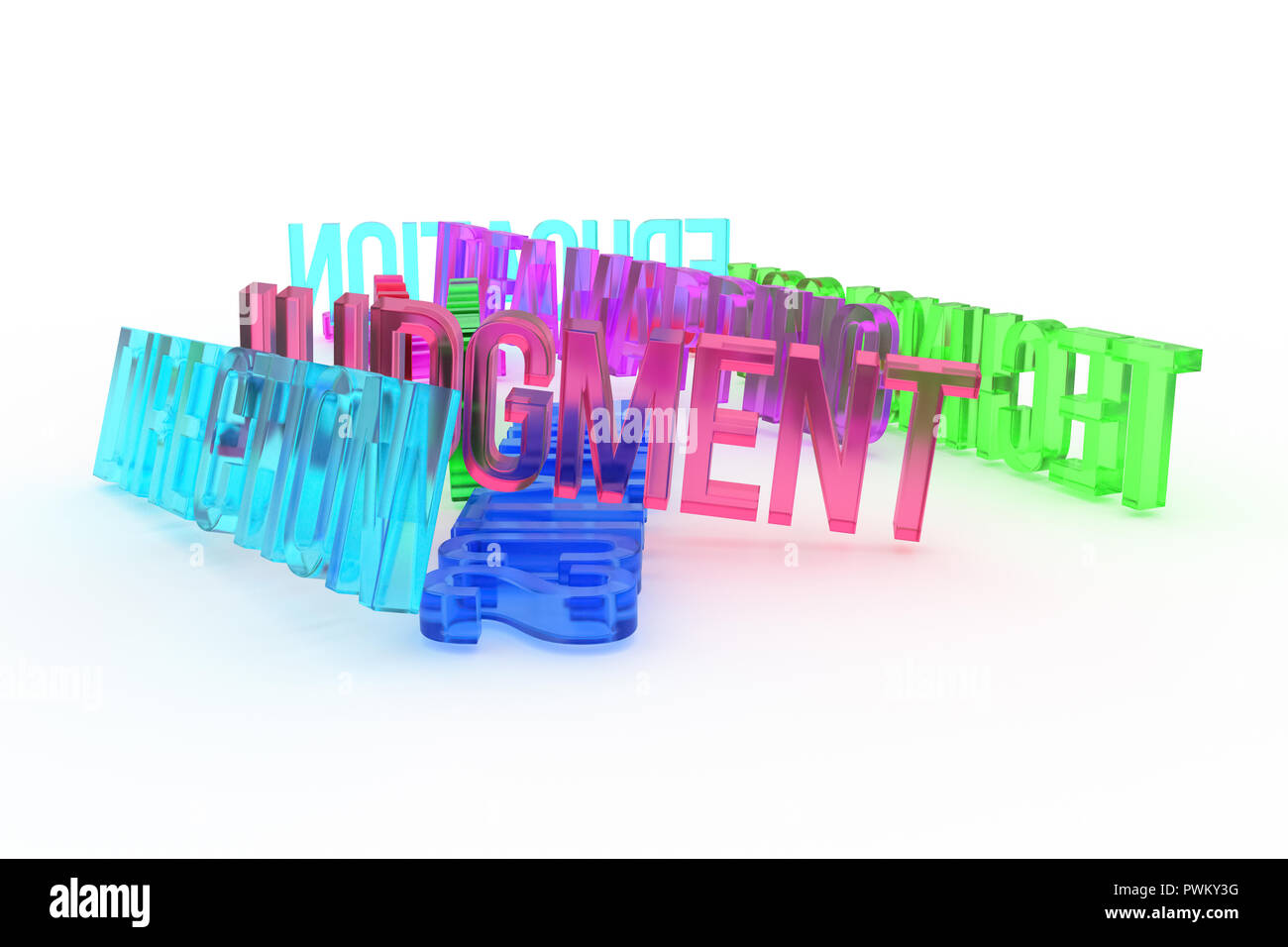 Direction, business conceptual colorful 3D rendered words. Abstract CGI ...