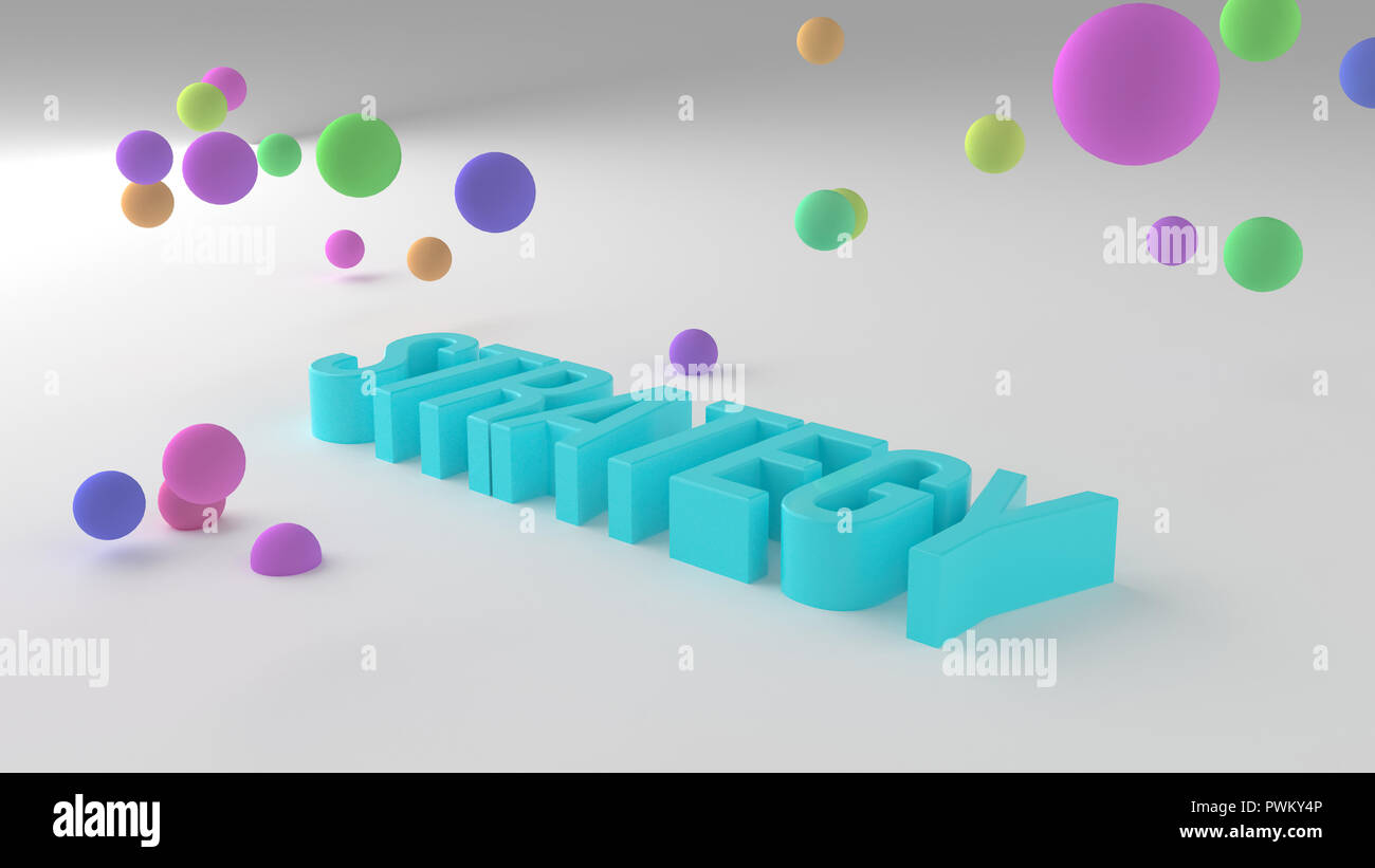 Strategy, business conceptual colorful 3D rendered words. Illustrations ...