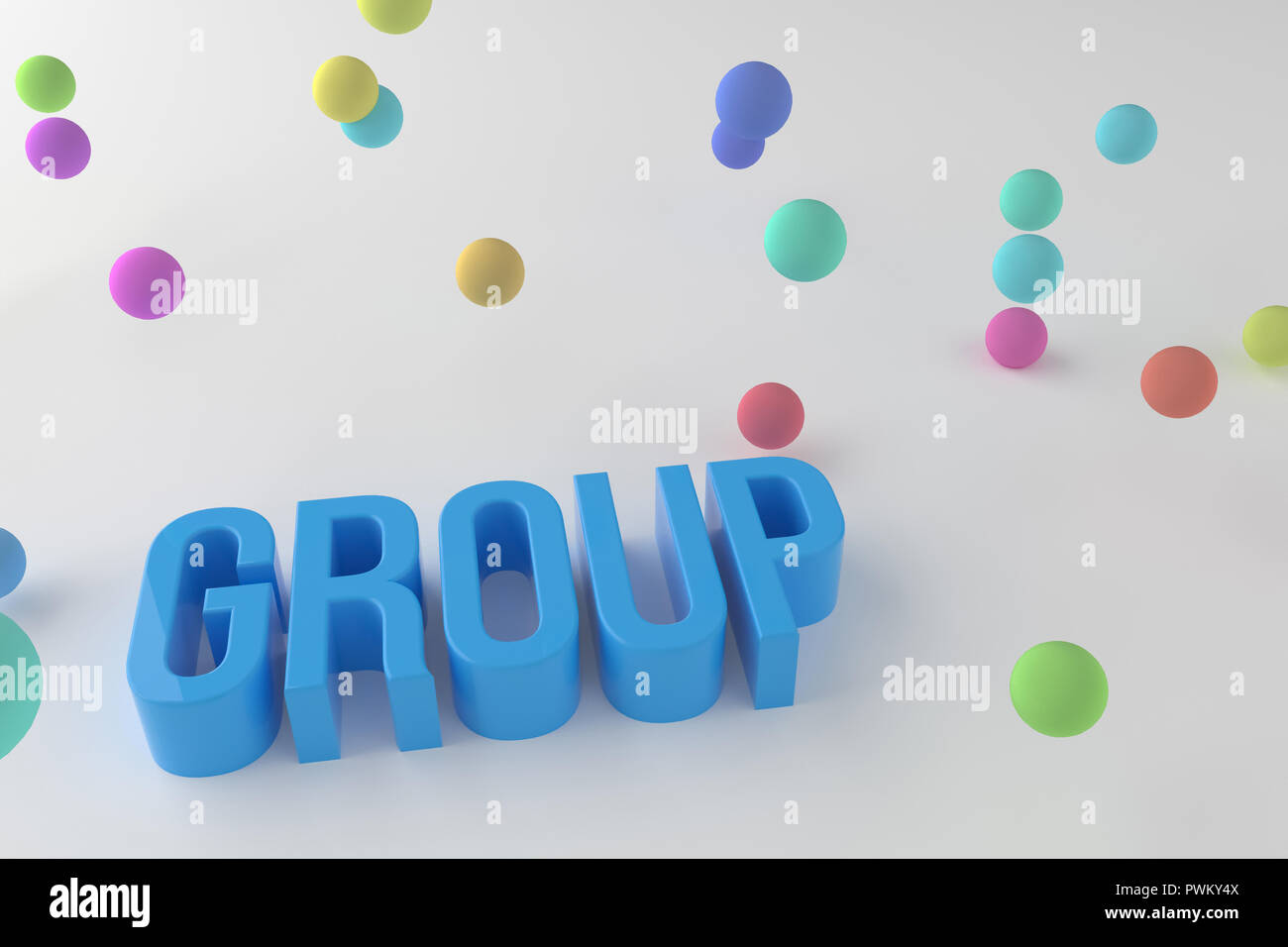Group, business conceptual colorful 3D rendered words. CGI typography ...