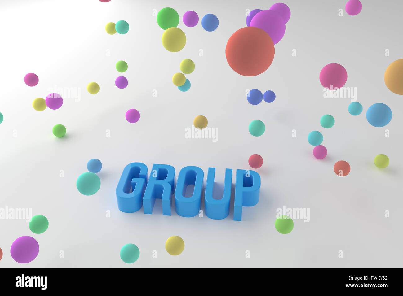 Group, business conceptual colorful 3D rendered words. Background ...