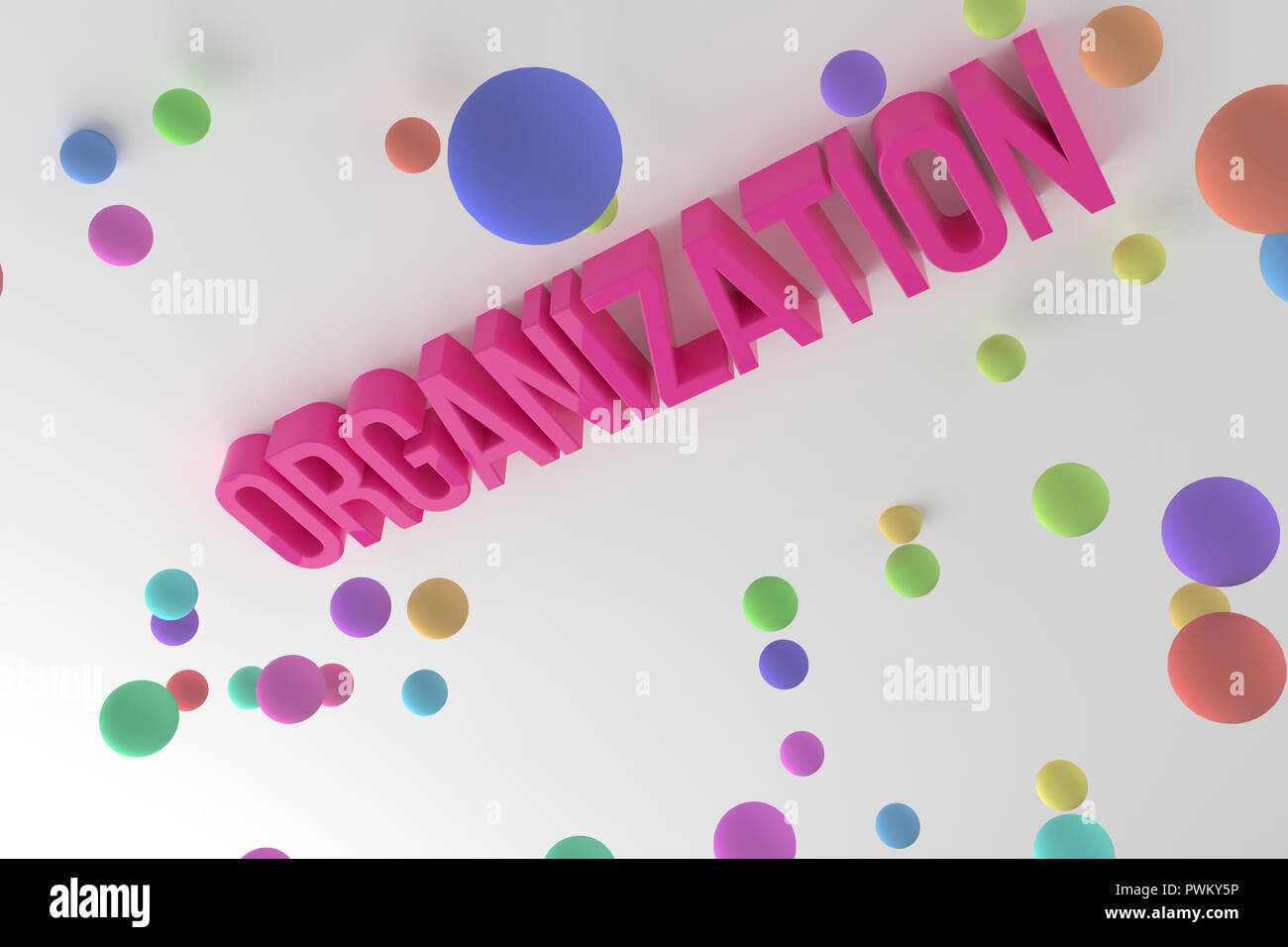 Organization, business conceptual colorful 3D rendered words ...