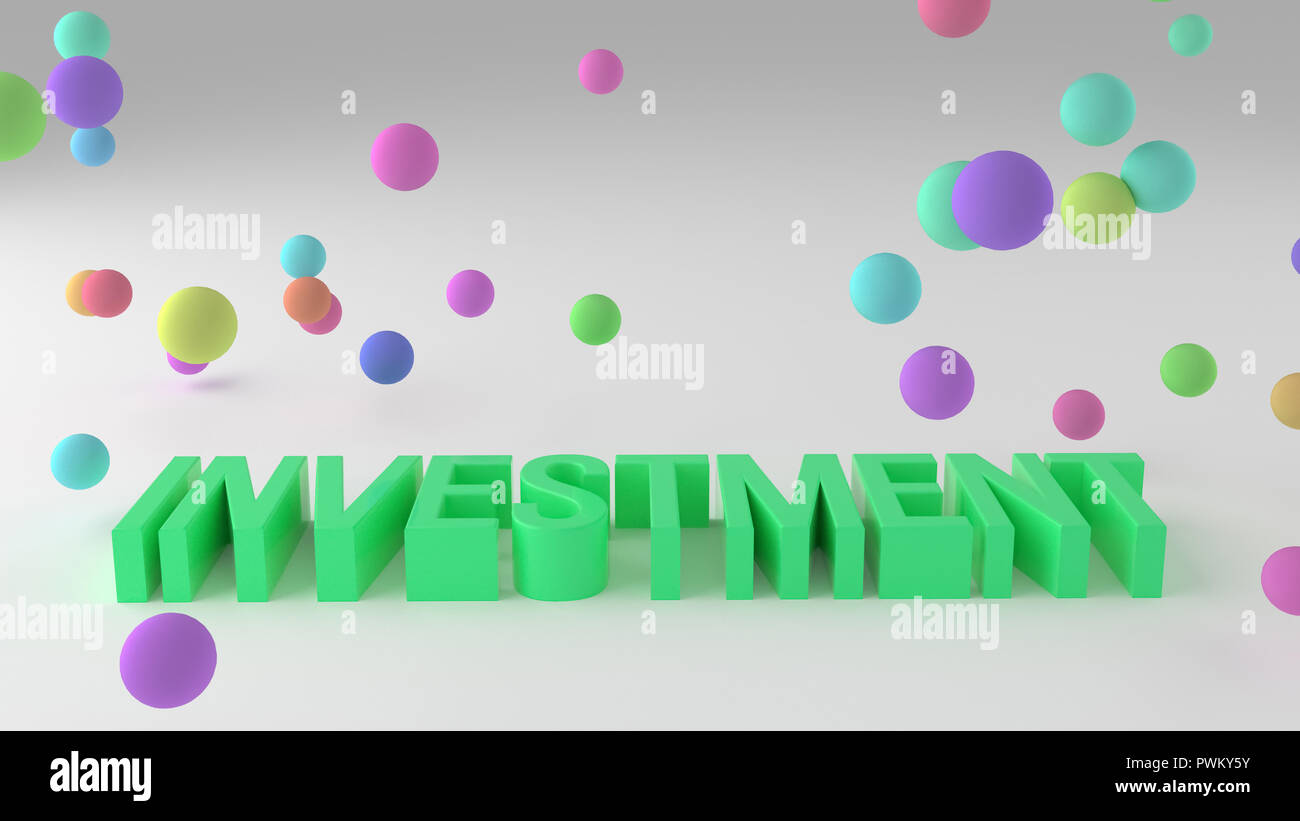 Investment, business conceptual colorful 3D rendered words. CGI ...