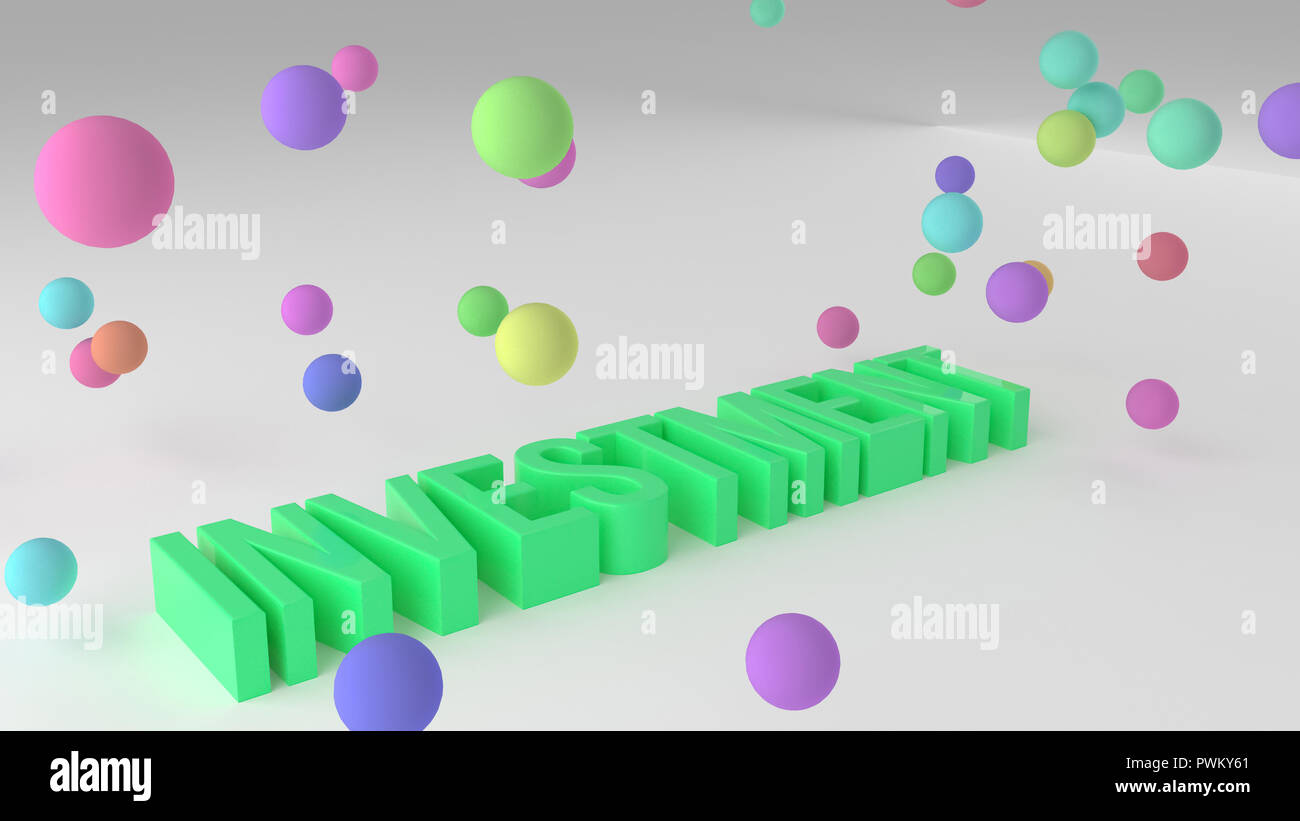 Investment, business conceptual colorful 3D rendered words. Abstract ...