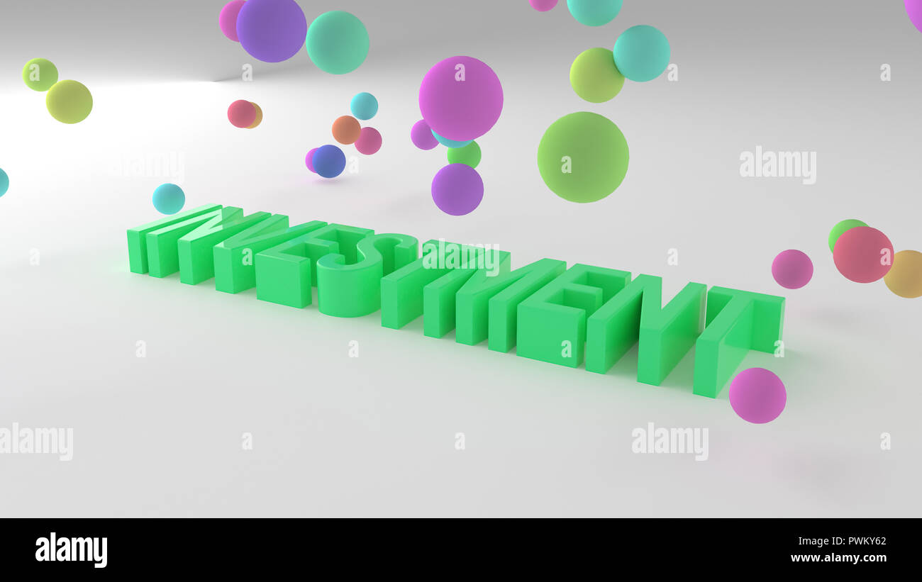 Investment, business conceptual colorful 3D rendered words ...
