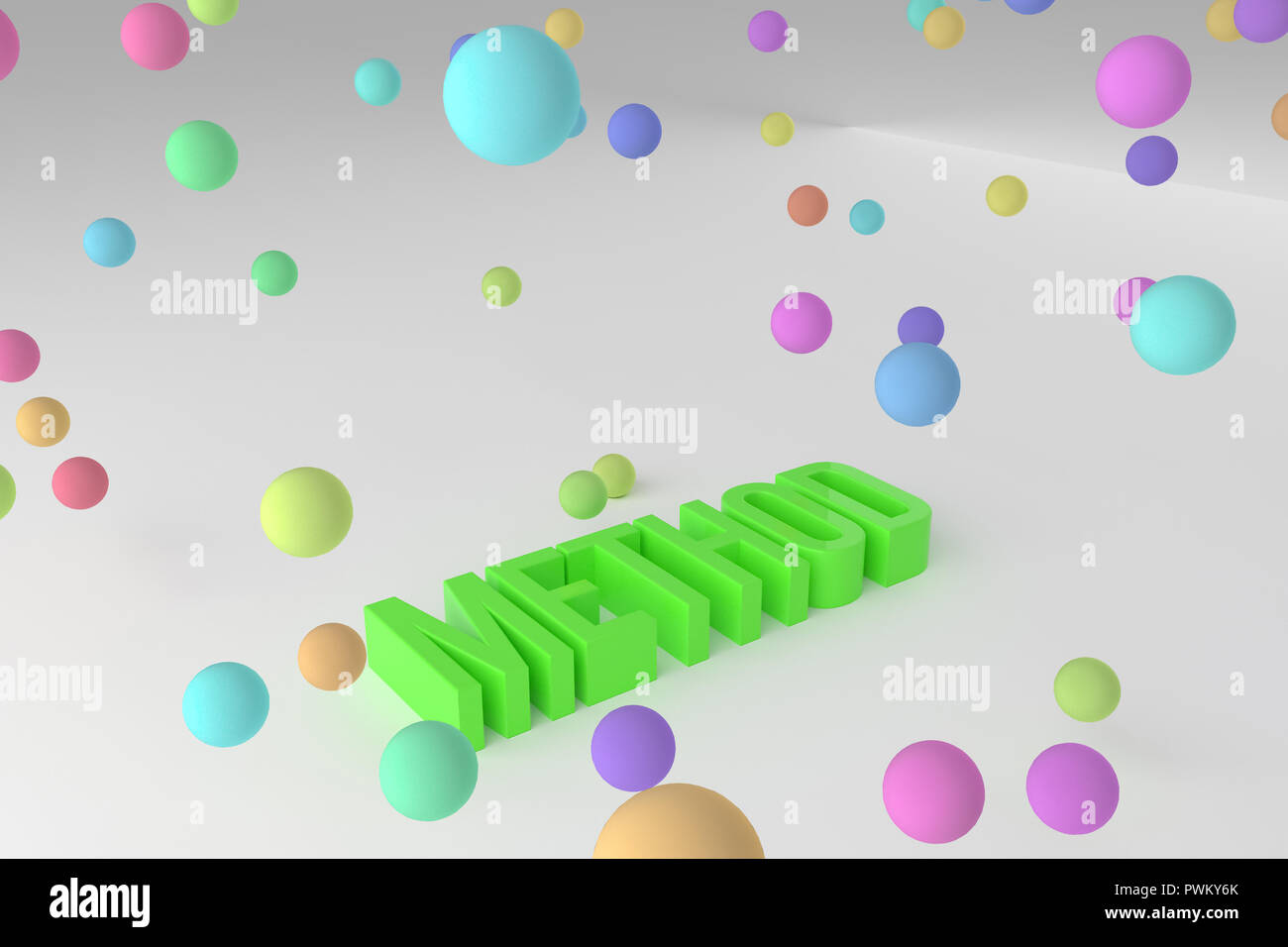 Method, business conceptual colorful 3D rendered words. CGI typography ...