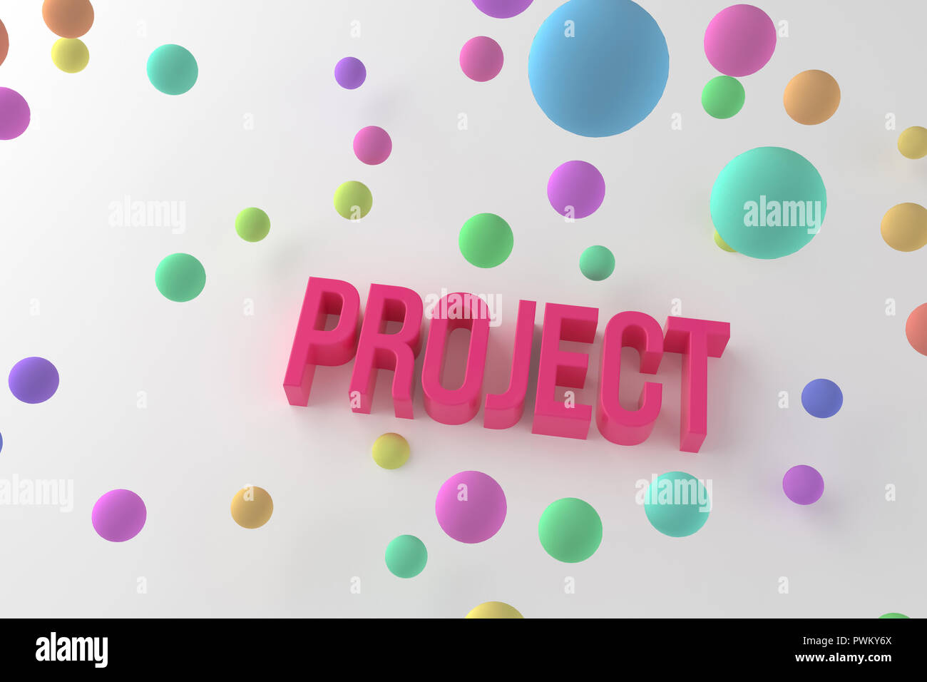 Project, business conceptual colorful 3D rendered words. Decorative ...
