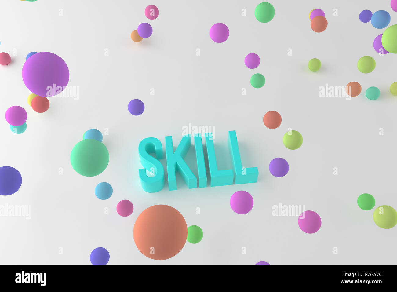 Skill, business conceptual colorful 3D rendered words. Background ...