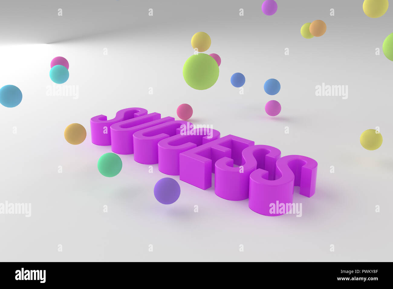 Success, business conceptual colorful 3D rendered words. CGI typography ...