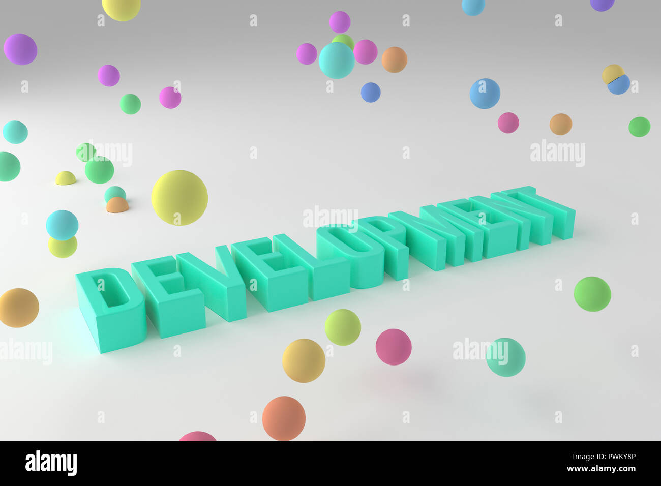 Development, business conceptual colorful 3D rendered words. CGI ...