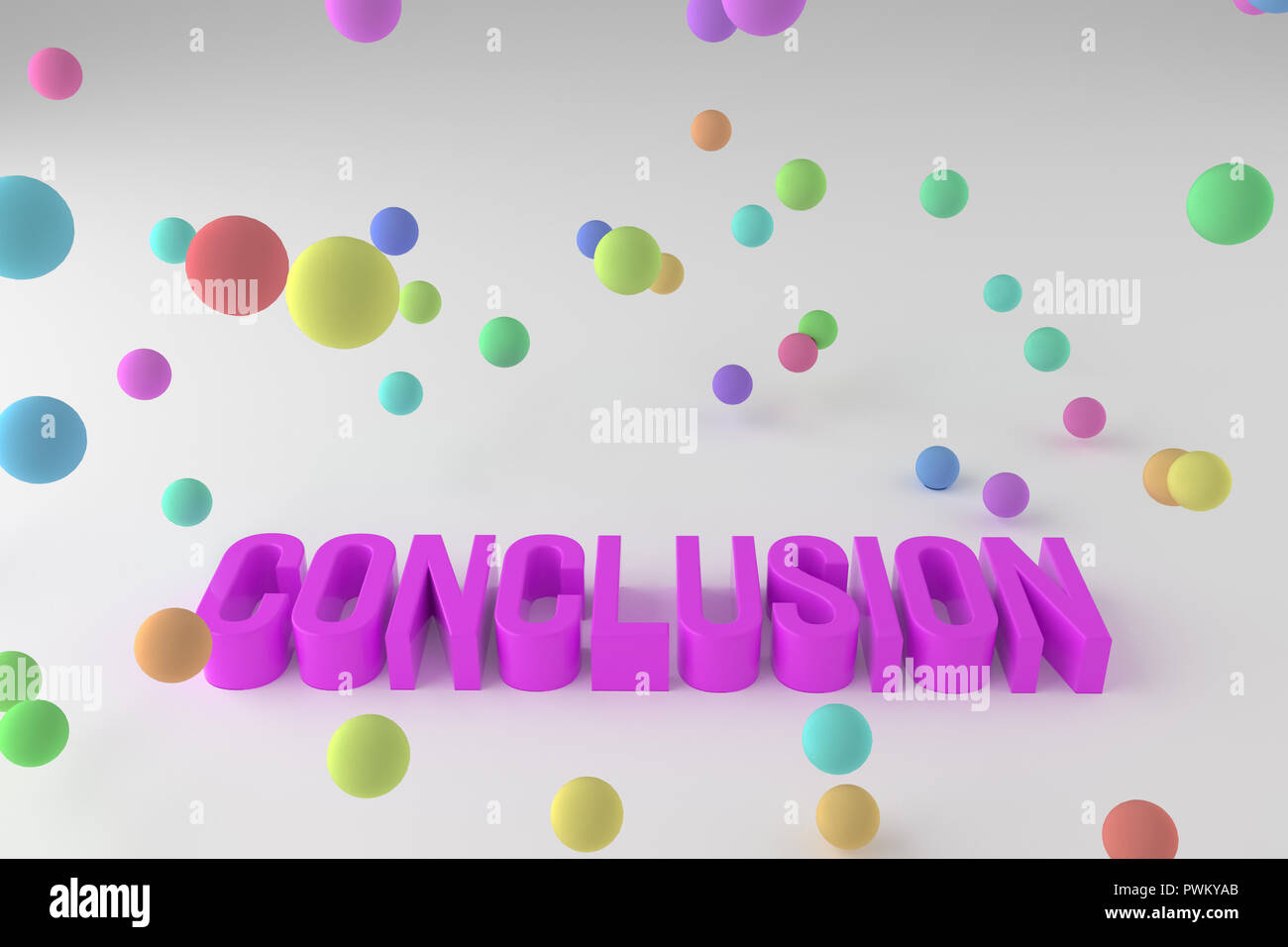 Conclusion, business conceptual colorful 3D rendered words. CGI ...