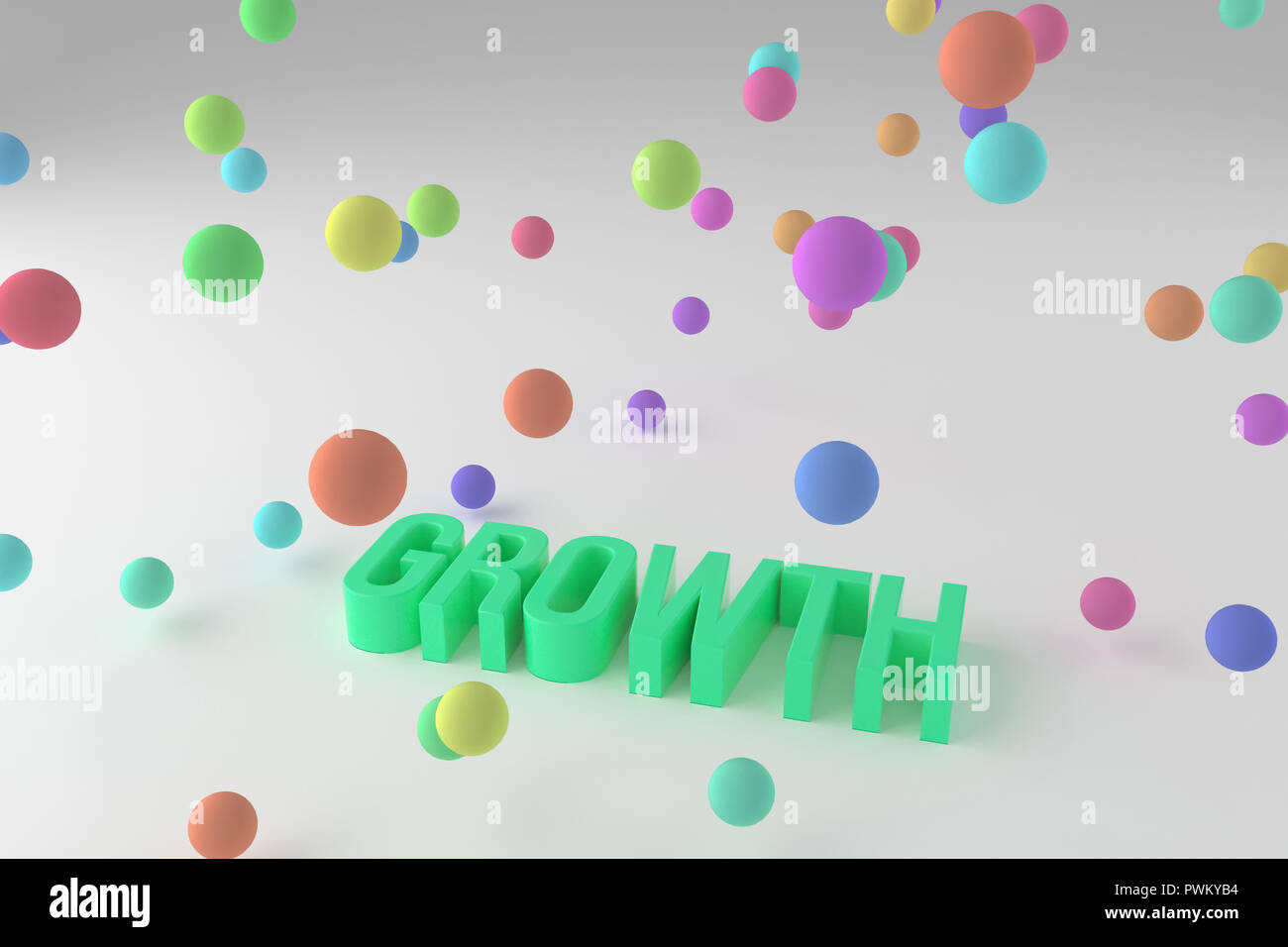 Growth, business conceptual colorful 3D rendered words. CGI typography ...