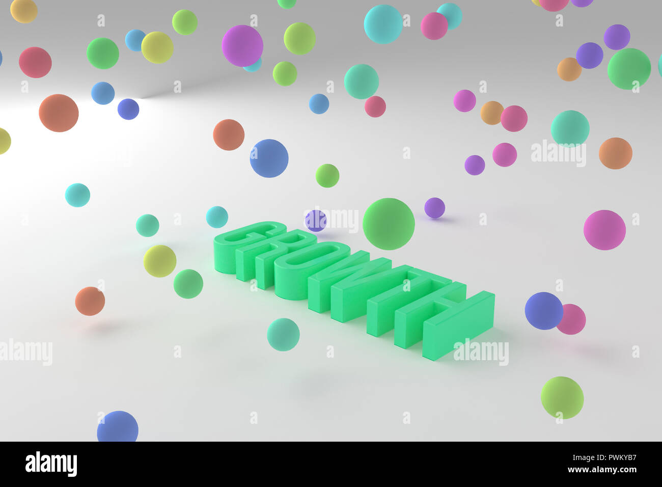 Growth, business conceptual colorful 3D rendered words. CGI typography ...
