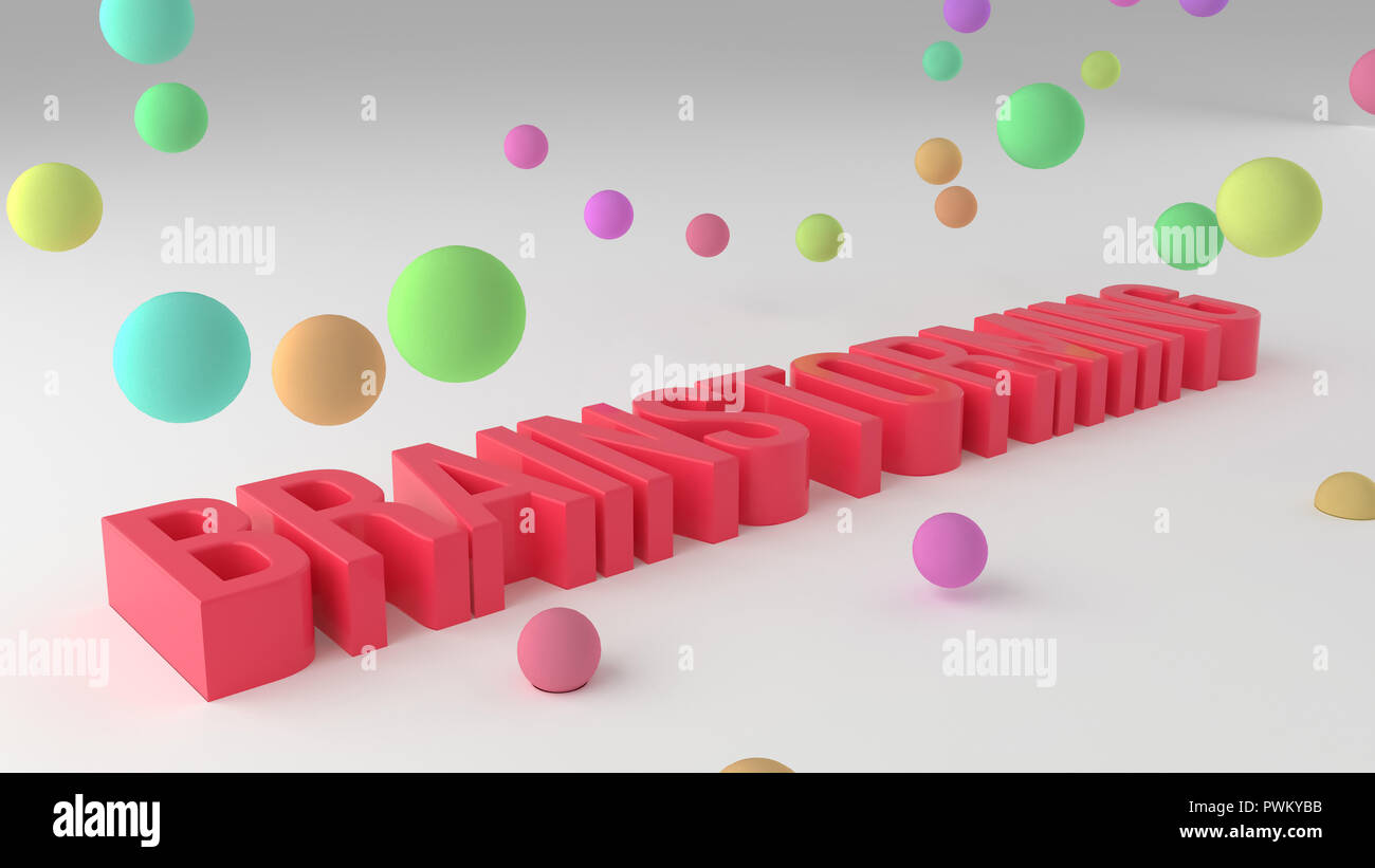 Brainstorming, business conceptual colorful 3D rendered words ...