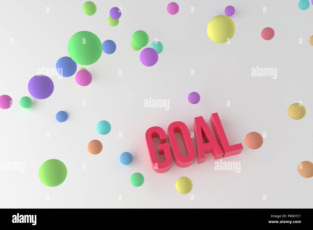 Goal, business conceptual colorful 3D rendered words. Decorative ...