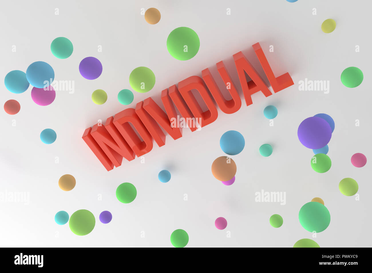 Individual, business conceptual colorful 3D rendered words ...