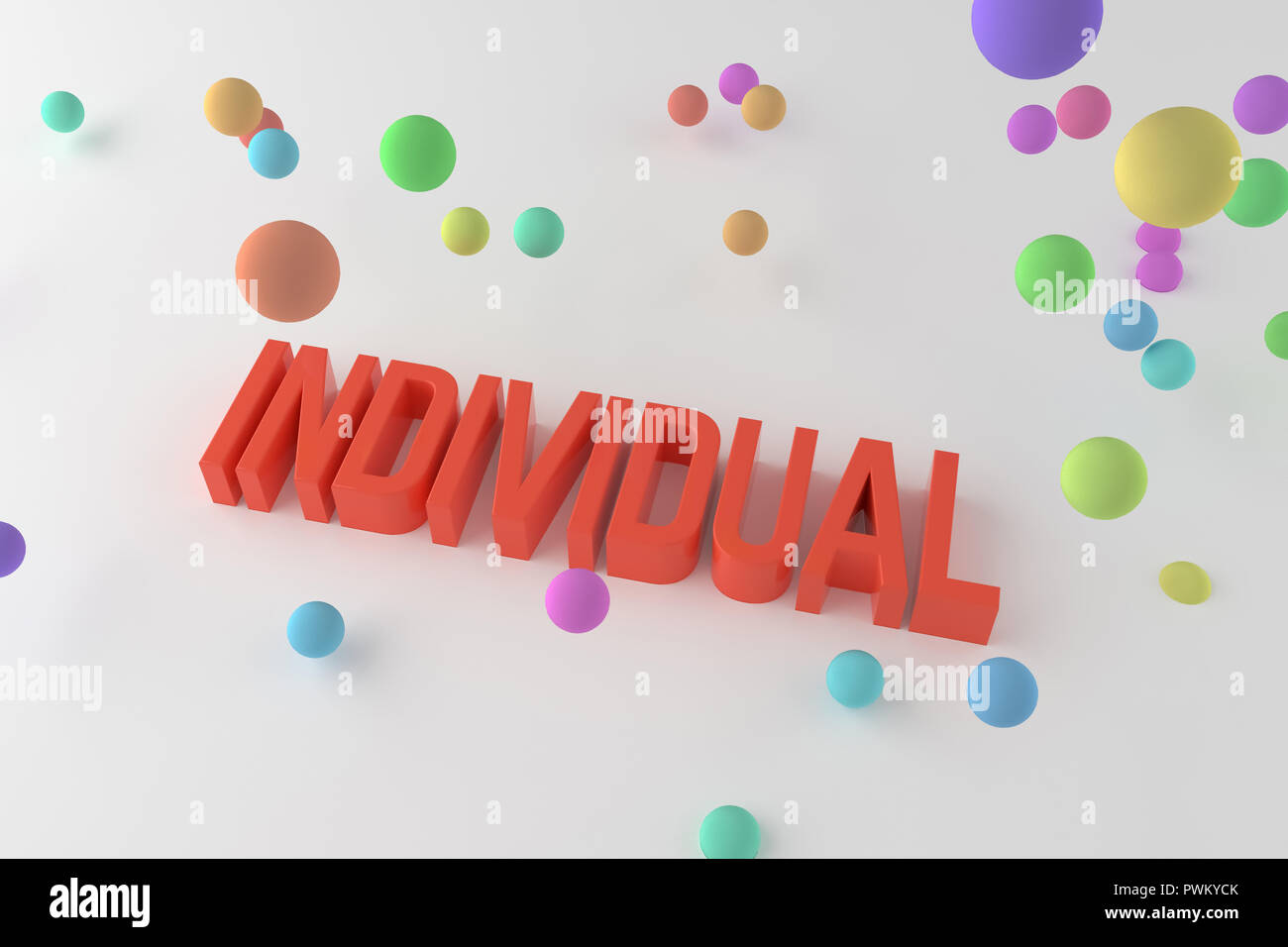 Individual, business conceptual colorful 3D rendered words. Decorative ...