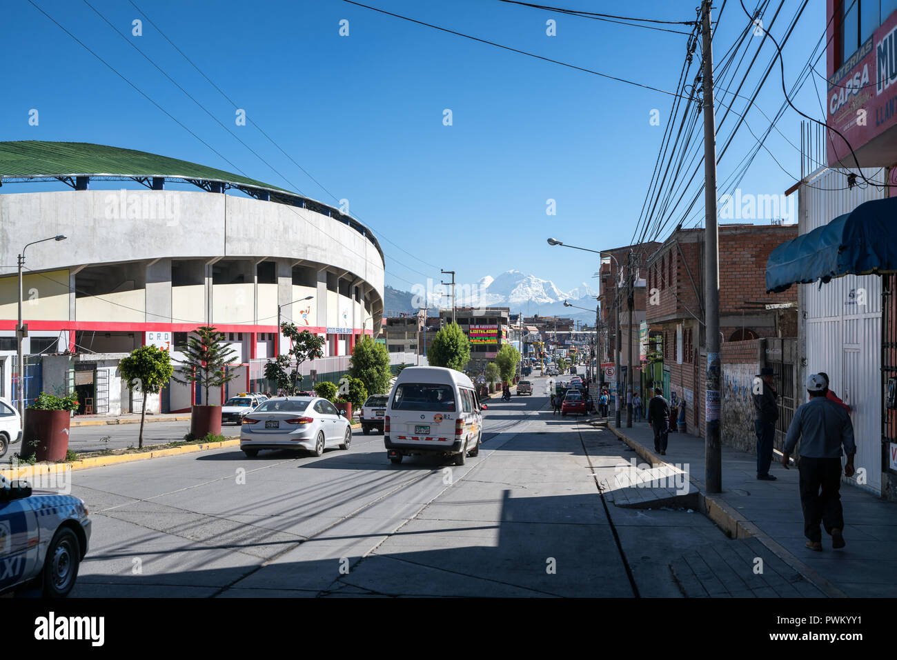 Street view in Huaraz, Peru Stock Photo - Alamy