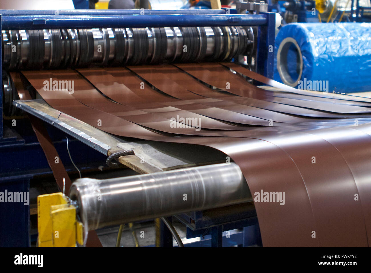 Elements of various sections of the galvanized steel processing line in ...